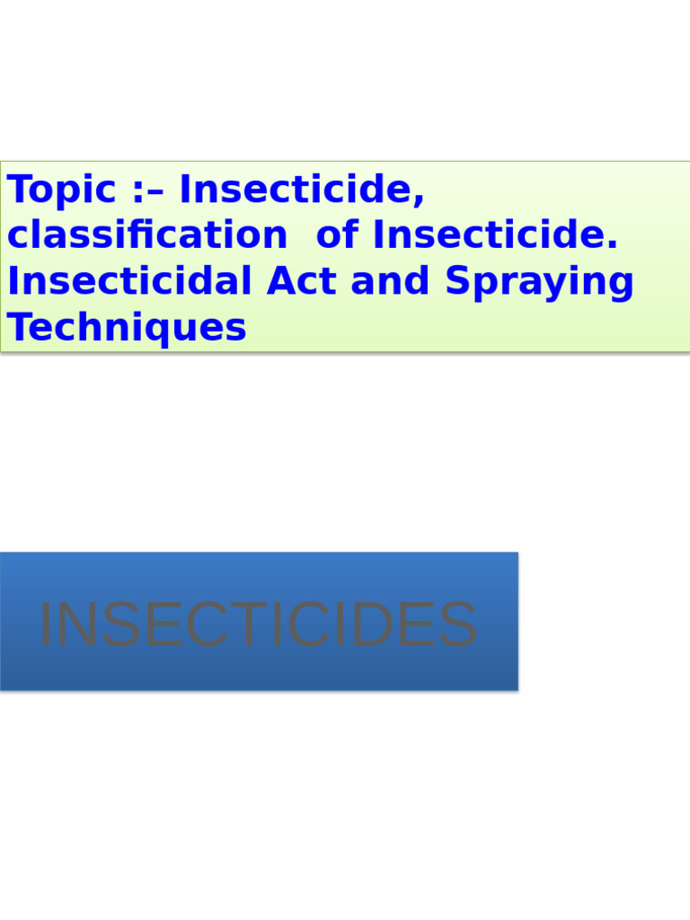 Insecticide, Classification of Insecticides New | PDF | Insecticide