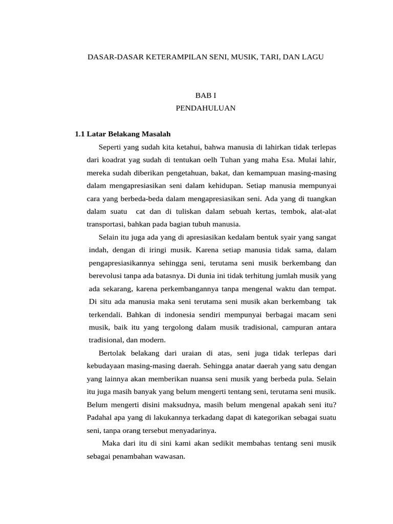 Dasar Seni Musik dan Tari | PDF