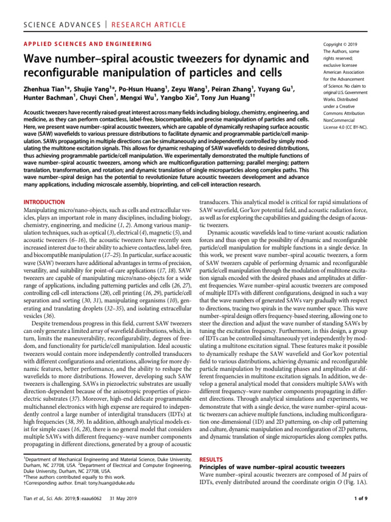 Wave Number-Spiral Acoustic Tweezers For Dynamic and Reconfigurable ...
