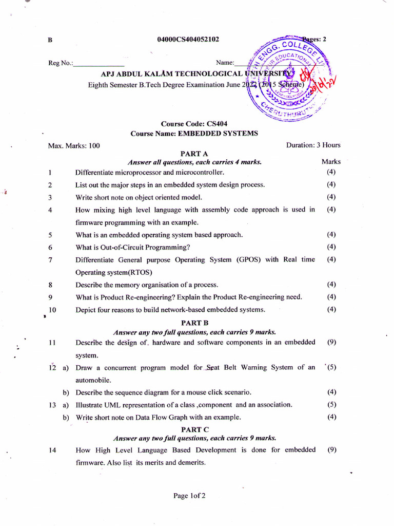 CS404 Embedded Systems, June 2022 | PDF | Software Engineering | Computer Programming