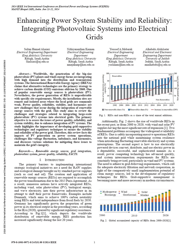 Enhancing Power System Stability and Reliability Integrating Photovoltaic Systems Into ...
