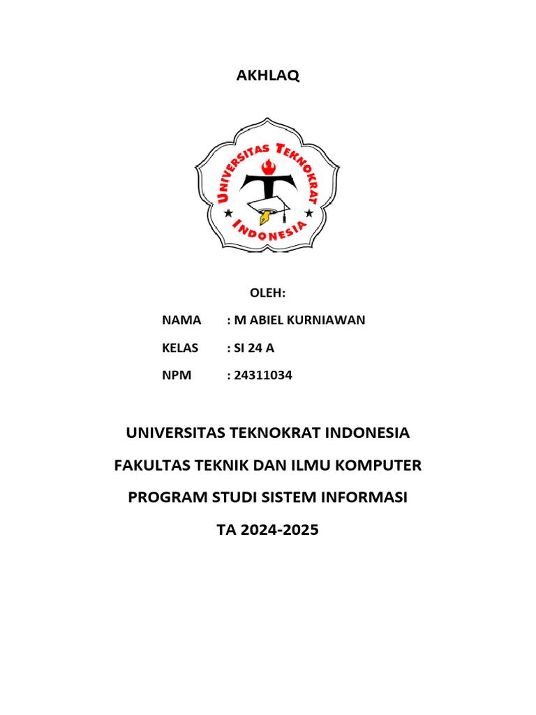 Ahklaq - 24311034 - M Abiel Kurniawan | PDF