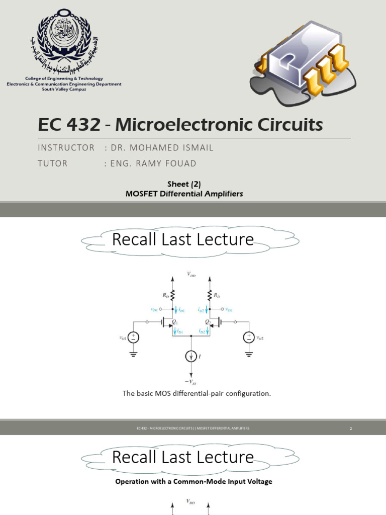 02-MOSFET Differential Amplifiers | PDF | Field Effect Transistor | Amplifier