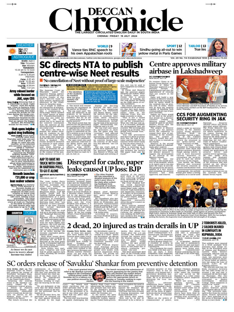 Deccan Chronicle Chennai 2024-07-19 | PDF | Bharatiya Janata Party ...