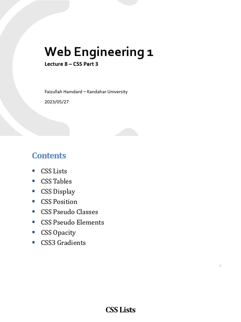 Lecture 8 | PDF | Html Element | Page Layout