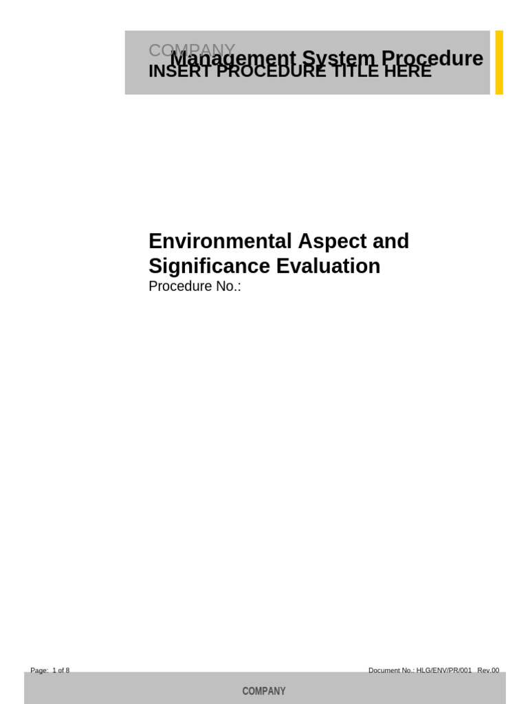 Environmental Aspect and Significance Evaluation | PDF