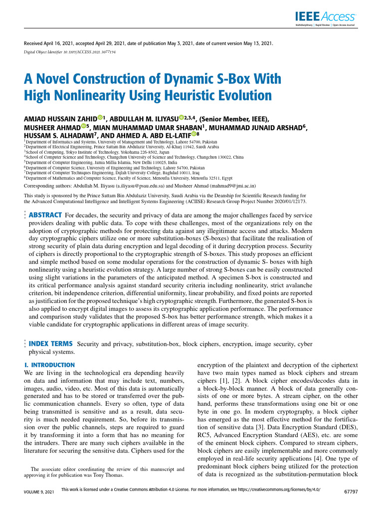 Dynamic S-Box Construction for Cryptography | PDF | Cipher | Cryptography