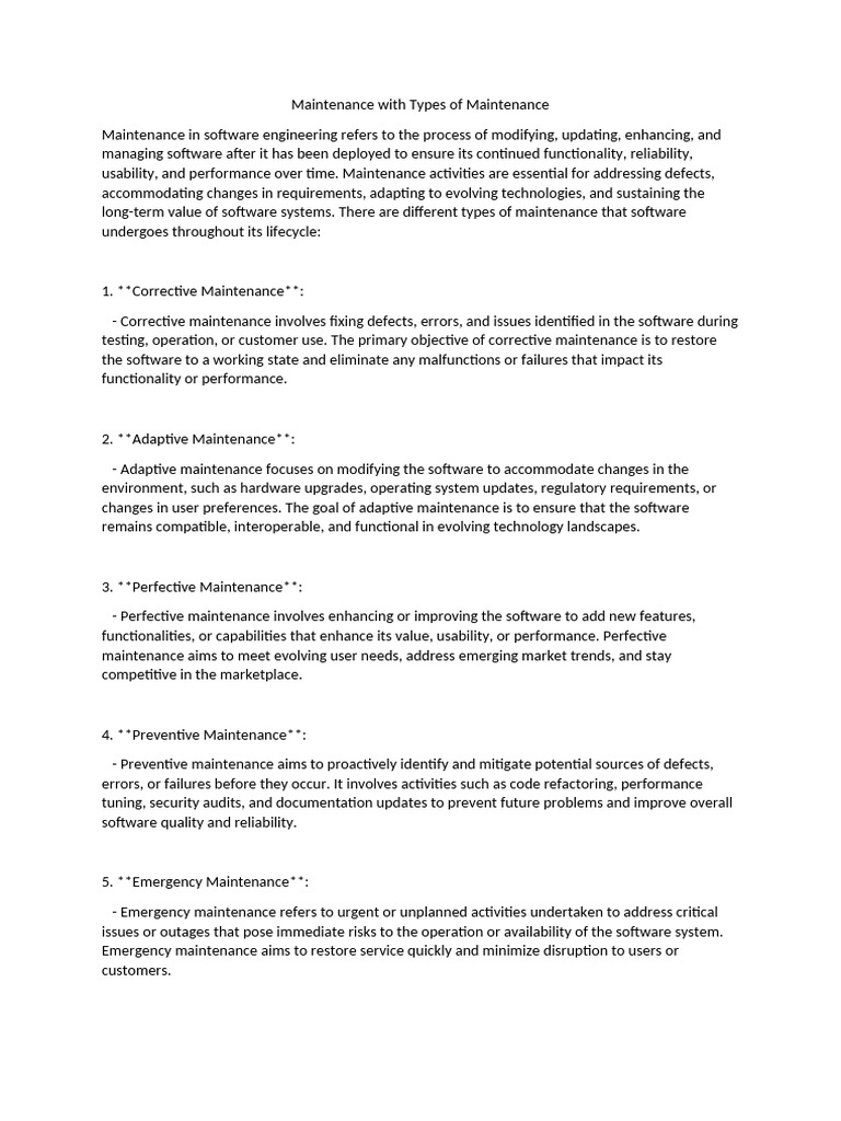 Maintenance With Types of Maintenance | PDF | Reliability Engineering ...