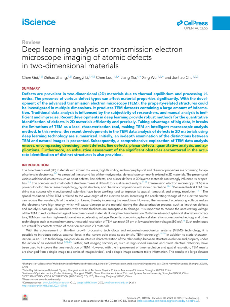 Deep Learning Analysis On TEM of Atomic Defects in 2d Materials ...