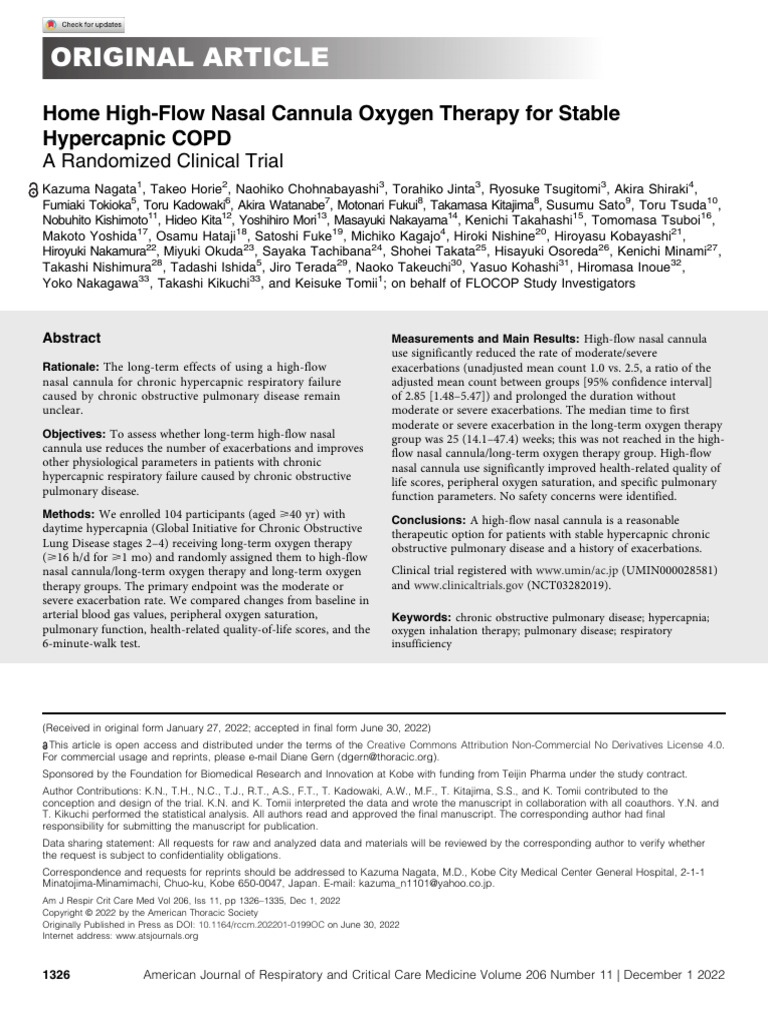 Nagata Et Al 2022 Home High Flow Nasal Cannula Oxygen Therapy For ...