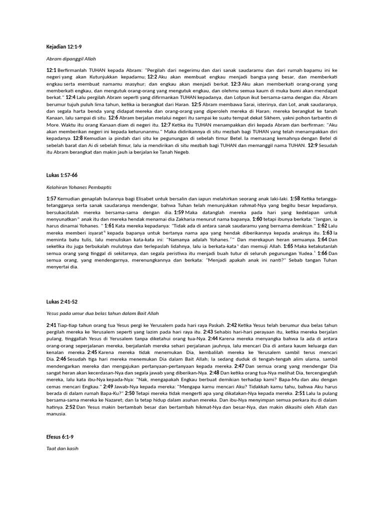 Bacaan Lomba Lektor | PDF