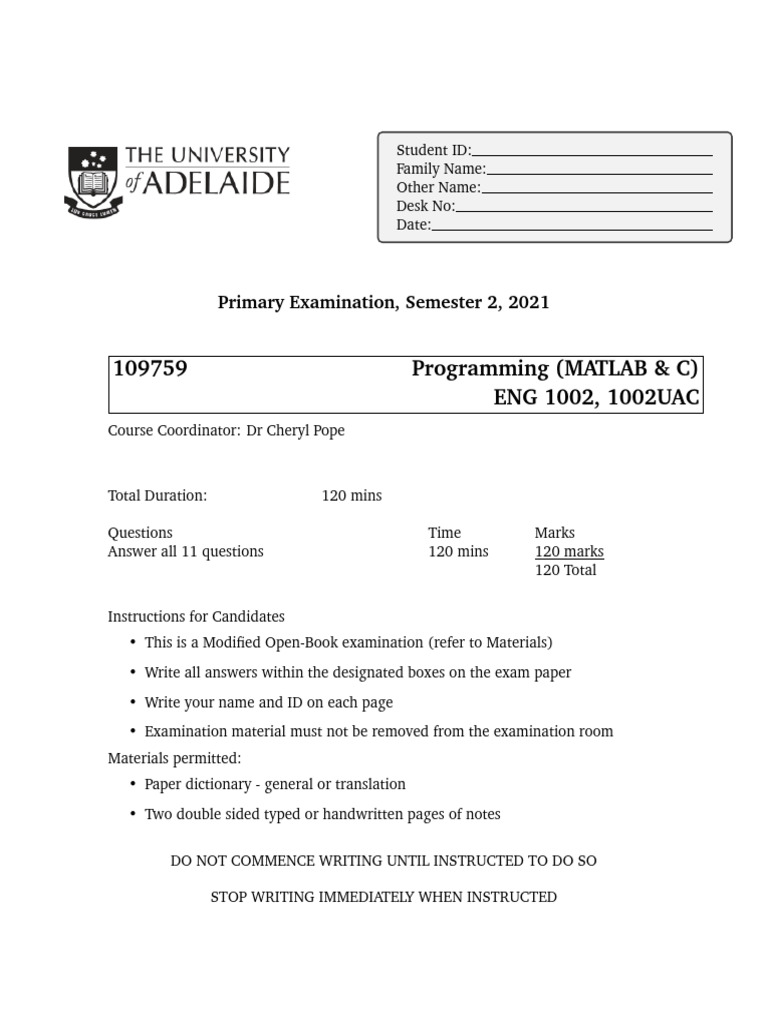 21 s2 1002 MAIN FINAL | PDF | Computer Programming