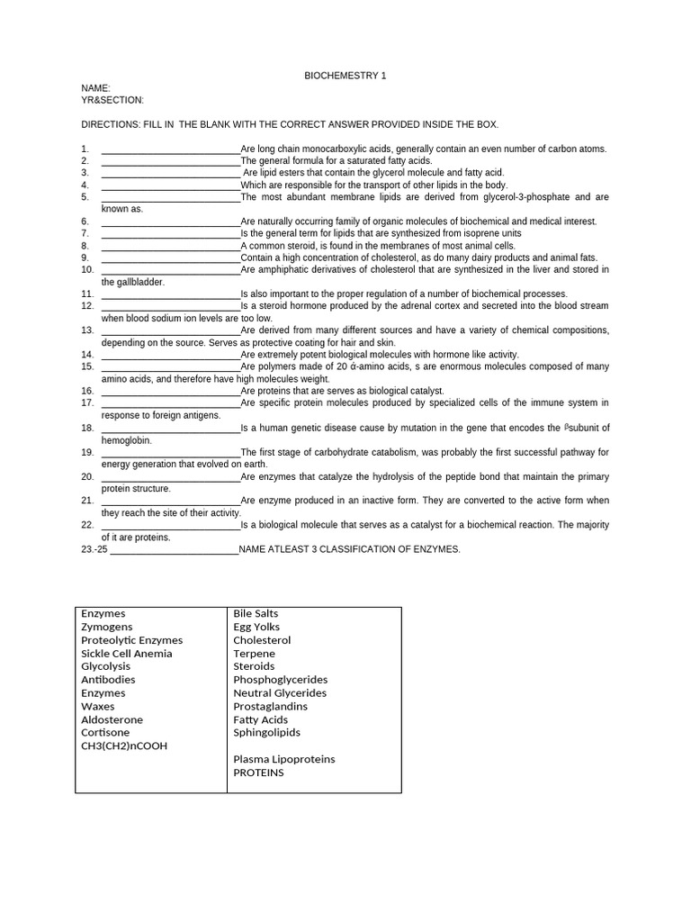 Biochemistry Quiz for Students | PDF | Lipid | Biochemistry