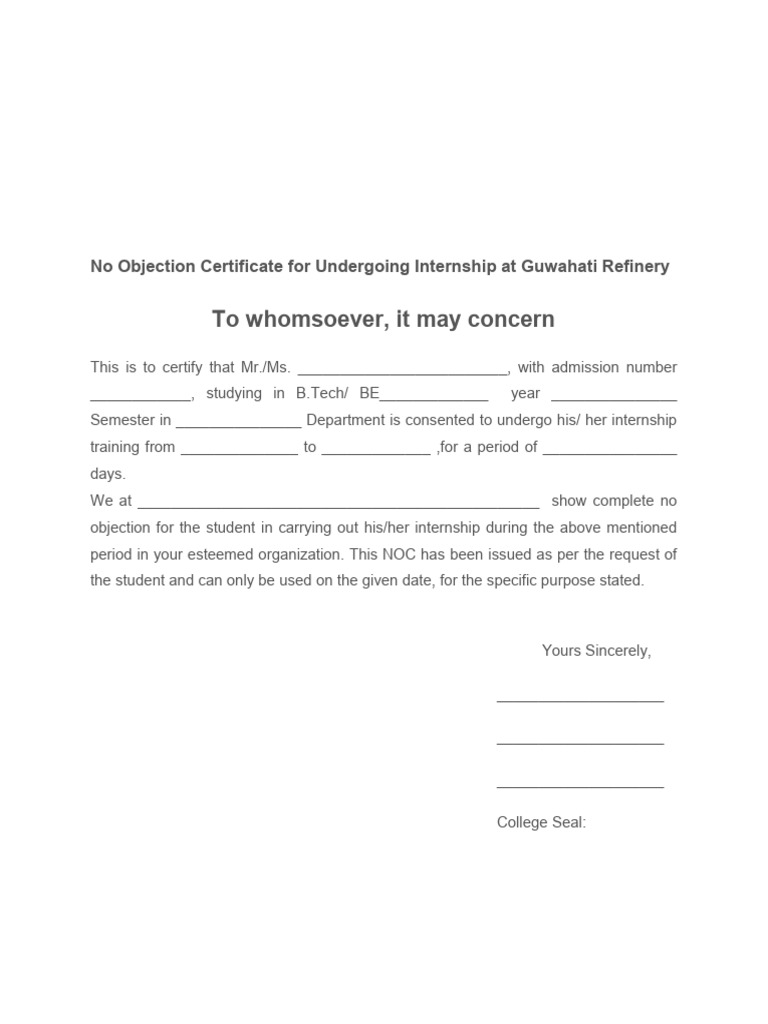 College NOC For Engineering Students | PDF