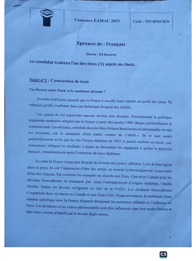 Francais Eamac 2023 | PDF
