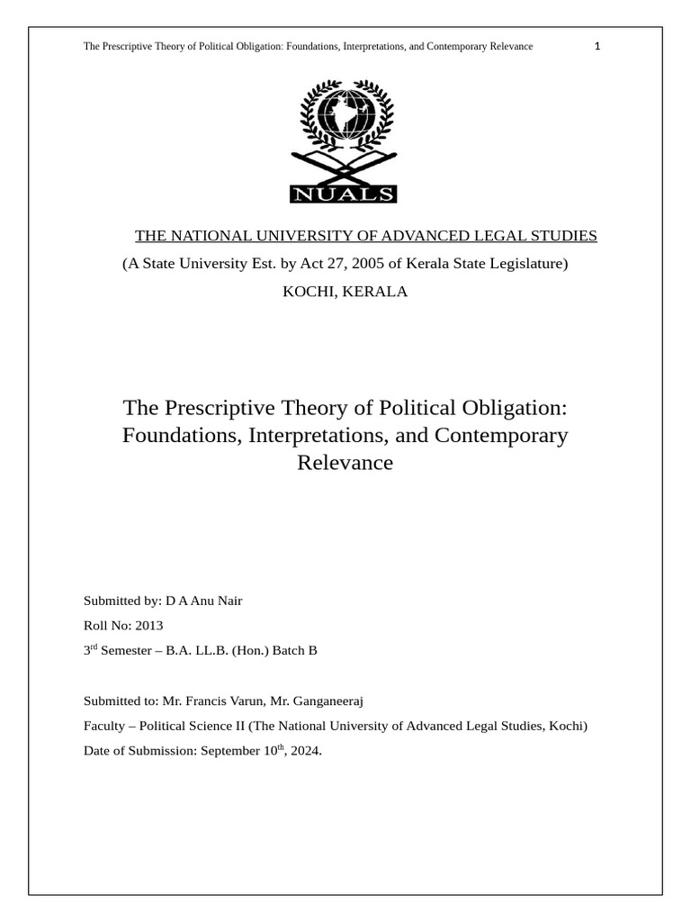 Prescriptive Theory - Polsci Proj 2024 | PDF | Social Contract | Justice