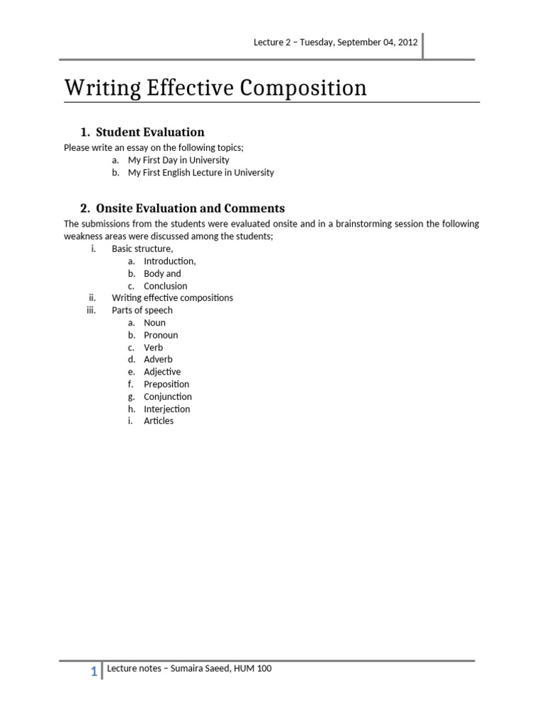 Lecture 2 - Writing Effective Composition | PDF