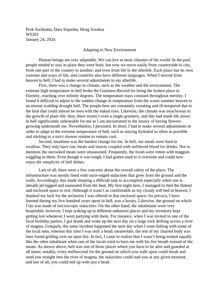 Adapting to Life in Hell: A Journey | PDF