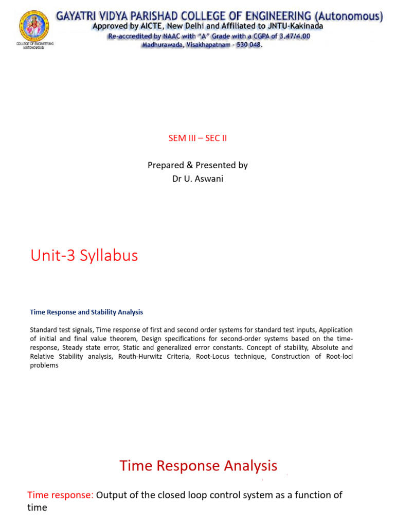 LCS Unit 3 Part 1 Rajendranath | PDF | Damping | Control Theory