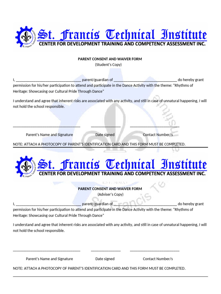 Parent Consent and Waiver Form | PDF
