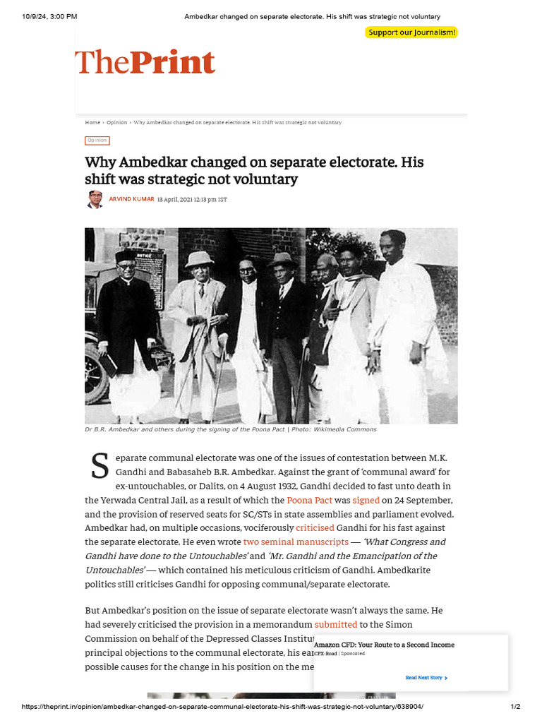 Ambedkar Changed On Separate Electorate. His Shift Was Strategic Not ...