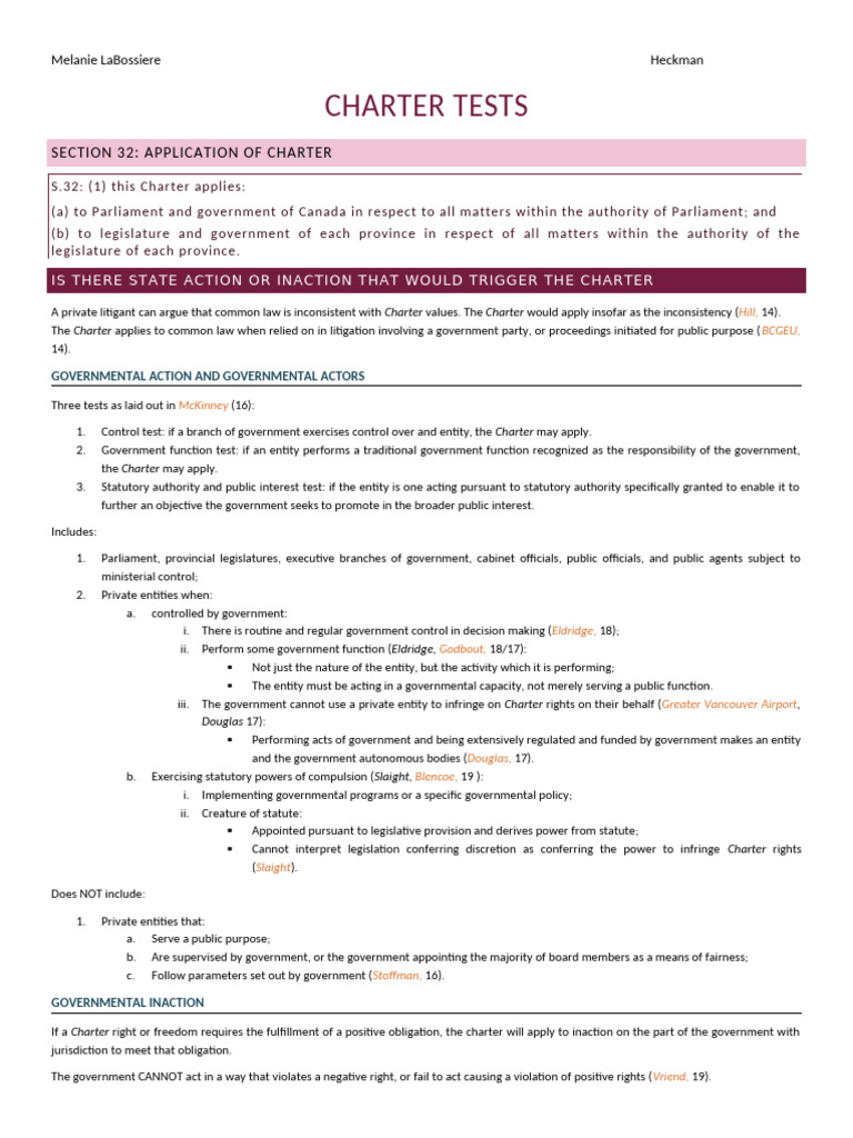 Quick Outline Charter Tests - Melanie LaBossiere Term 2 | PDF | Justice ...
