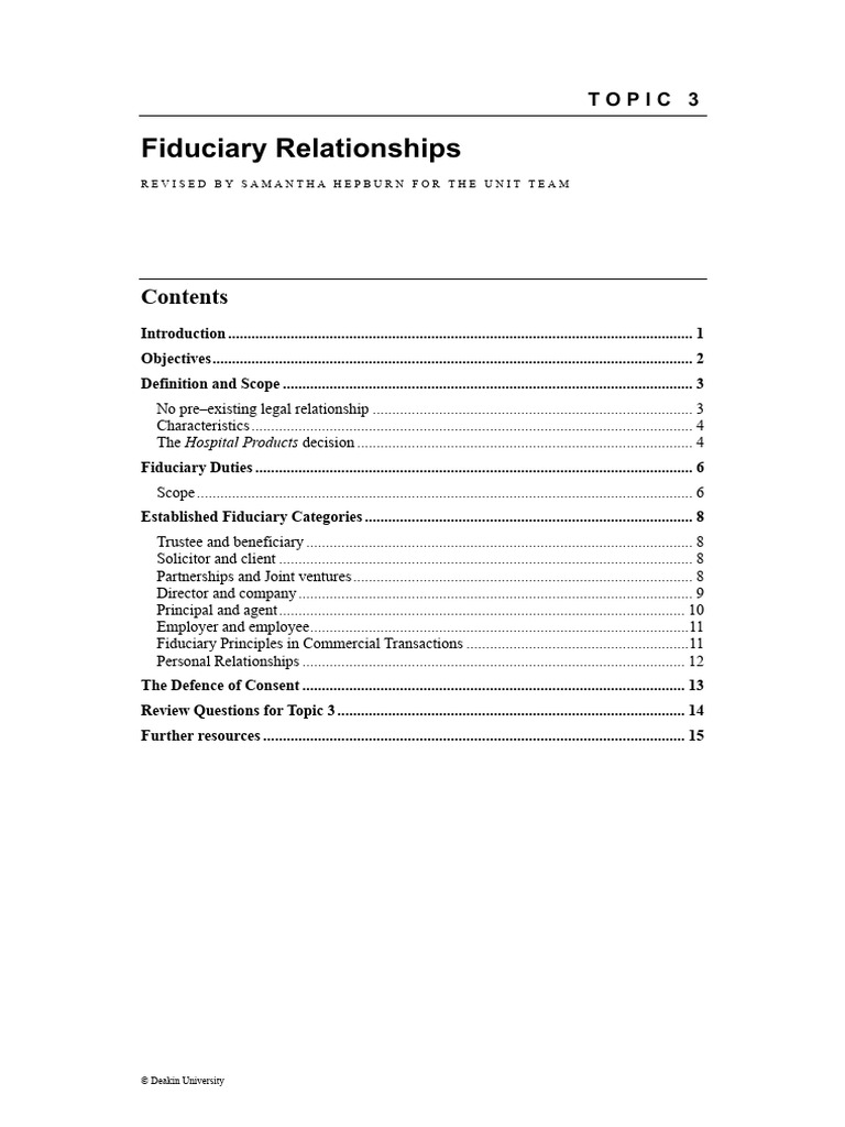 MLP405 Topic 3 Fiduciary Relationships Study Guide | PDF | Fiduciary ...