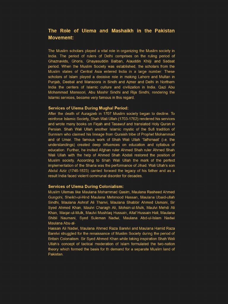 Ulema and Mashaikh | PDF