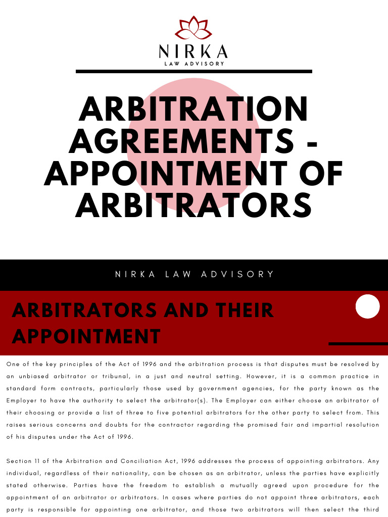 Arbitration Agreements Appointment of Arbitrators 1720925510 | PDF ...