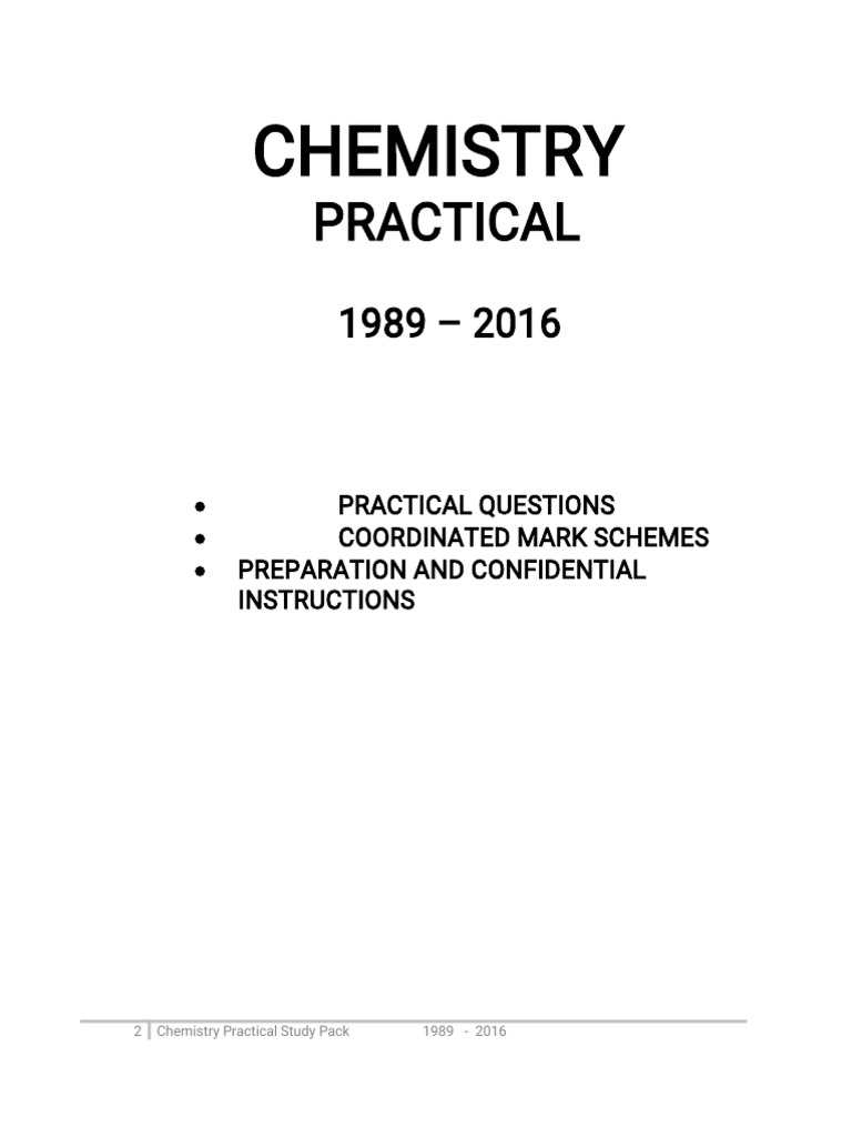 Chemistry Practical Study Guide 1989-2016 | PDF | Physical Sciences | Materials