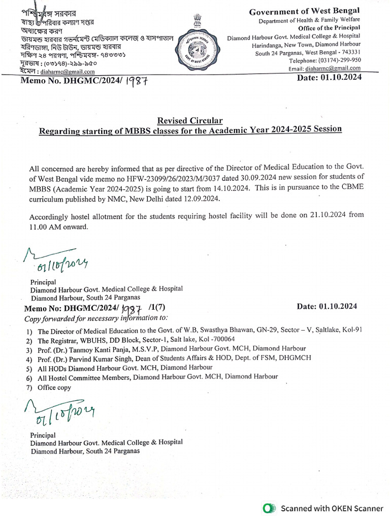 Revised Circular Starting Classes For 24-25 | PDF