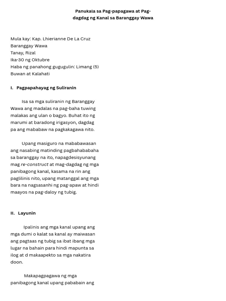 Panukala Sa Pag Papagawa at Pag - 20241002 - 213152 - 0000 | PDF