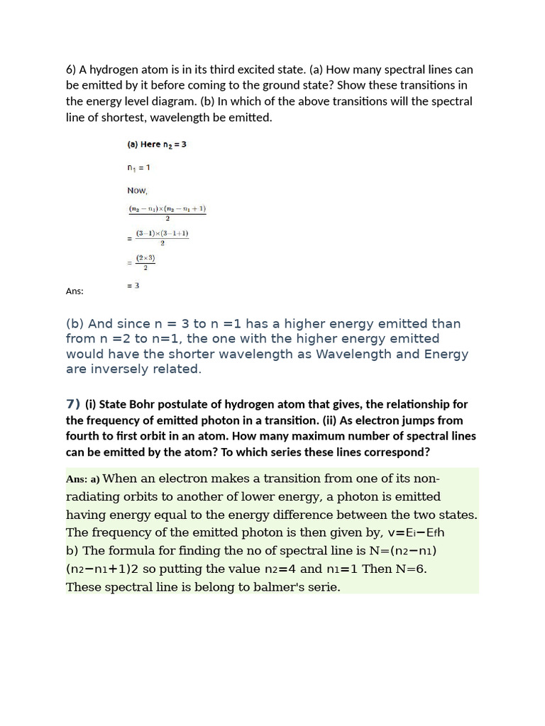 ATOMS Question and Answers For Retest Revision | PDF | Atoms | Electron