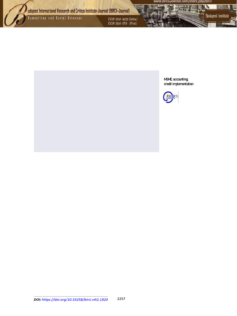 (2021) The Implementation of Micro Small Medium Enterpise (MSME ...
