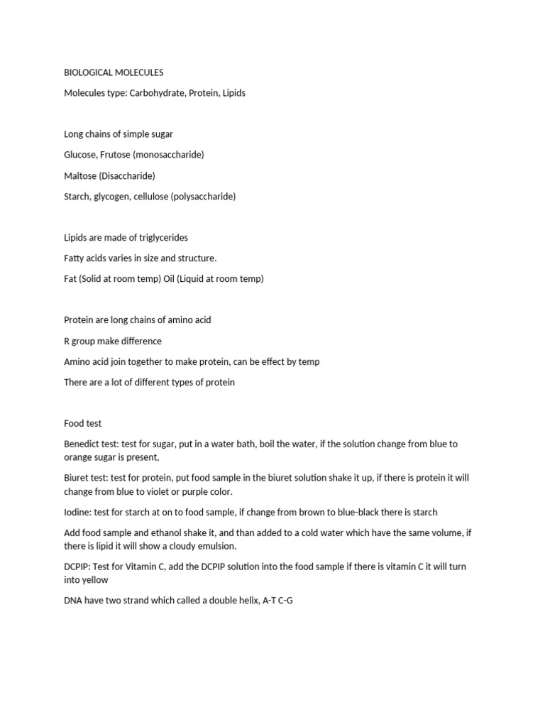 Biological Molecules | PDF | Wellness