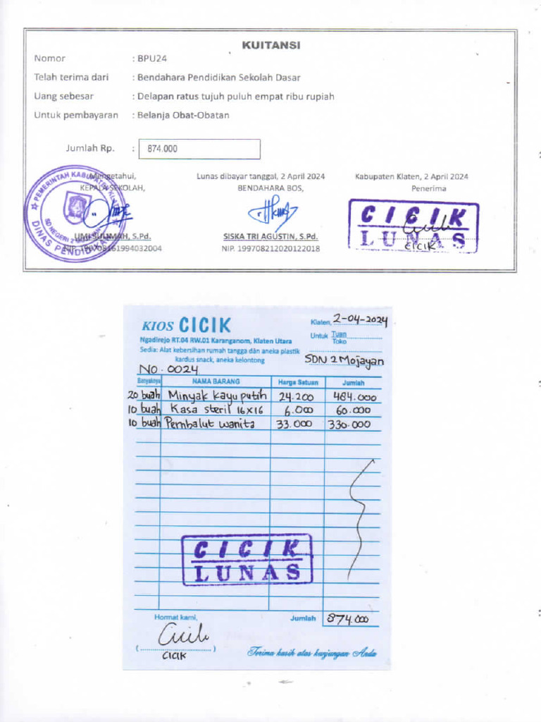 Nota Kwitansi April - Juni | PDF