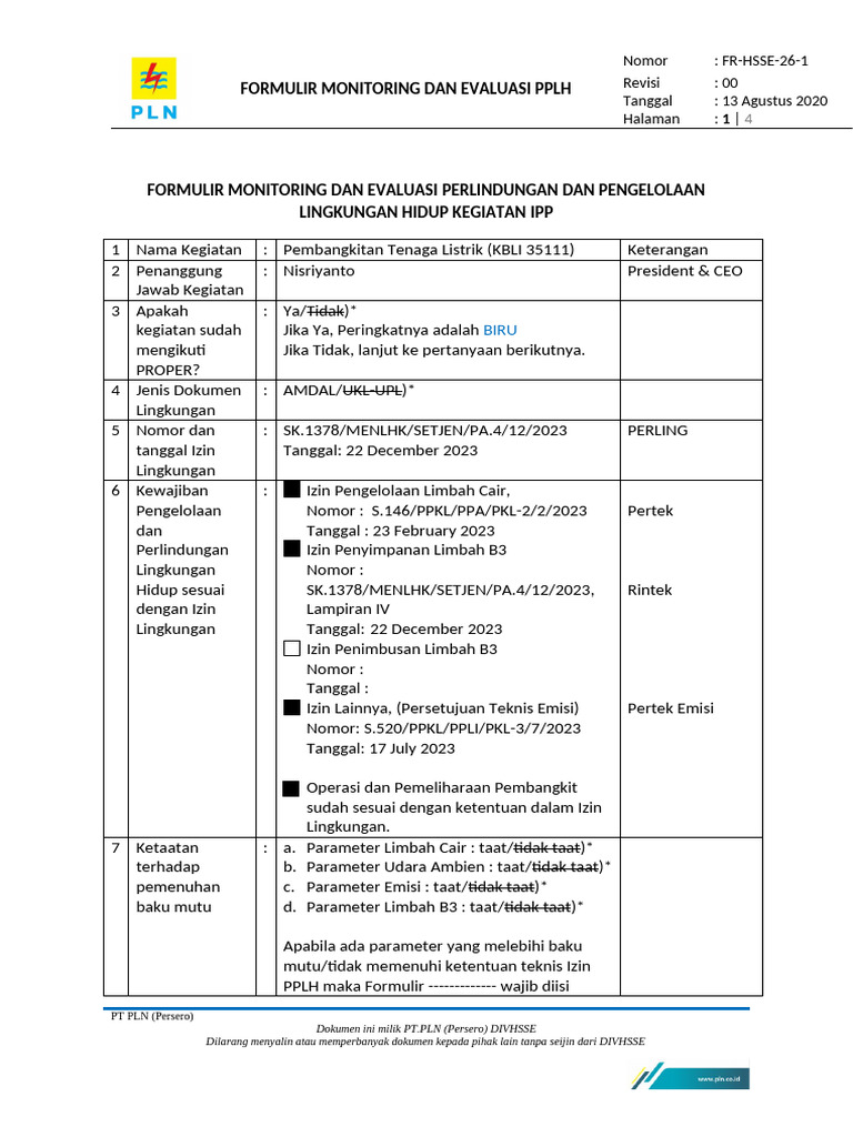 Formulir HSSE PT SEML | PDF