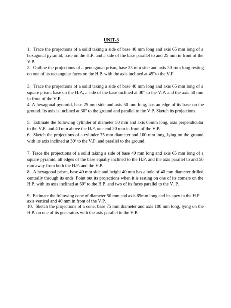 Engineering Graphics Question Bank Mid-2 For Students | PDF | Linear Programming | Convex Geometry