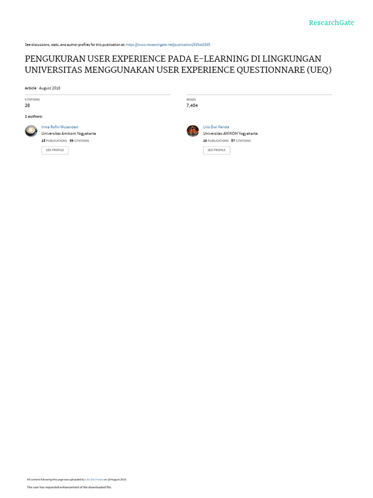 Pengukuran User Experience Pada E-Learning Di Lingkungan Universitas ...
