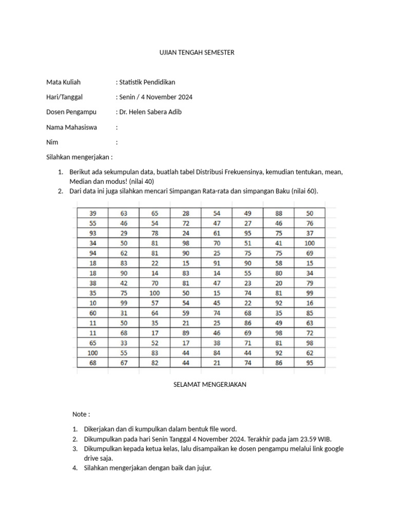 UTS Statistik Pendidikan 2024 | PDF