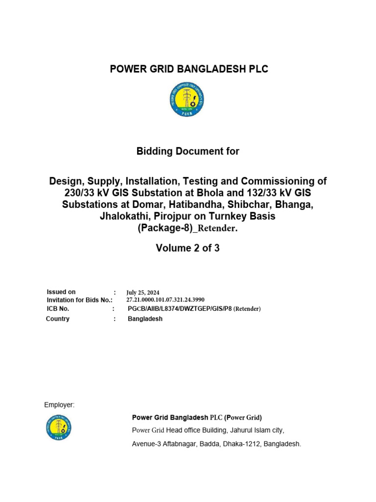 Volume-2 P-8 (Retender) Compressed | PDF | Electrical Substation | Transformer