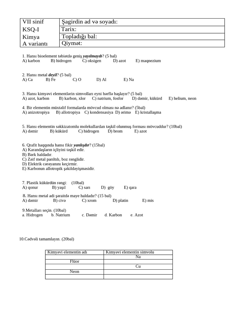 7 Ci Sinif KSQ1 A Var (1) ... | PDF
