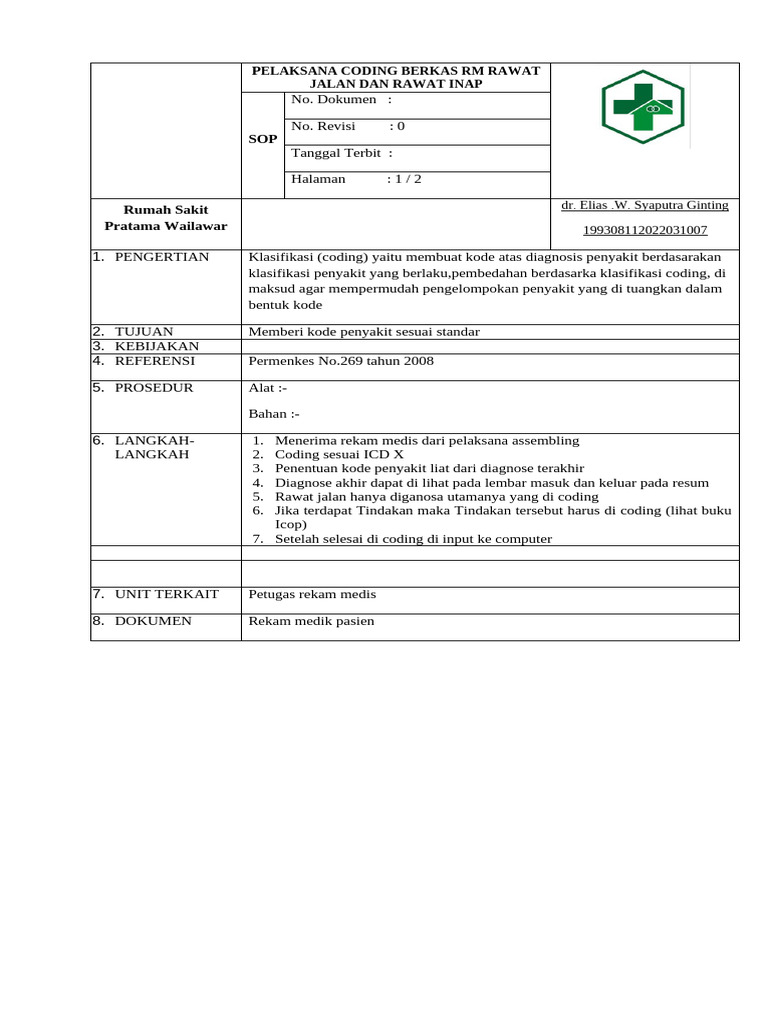 Sop Pelaksanaan Koding RJ Dan Ri | PDF