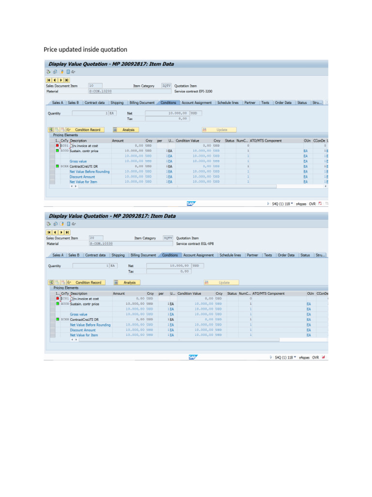 Price Updated Inside Quotation | PDF