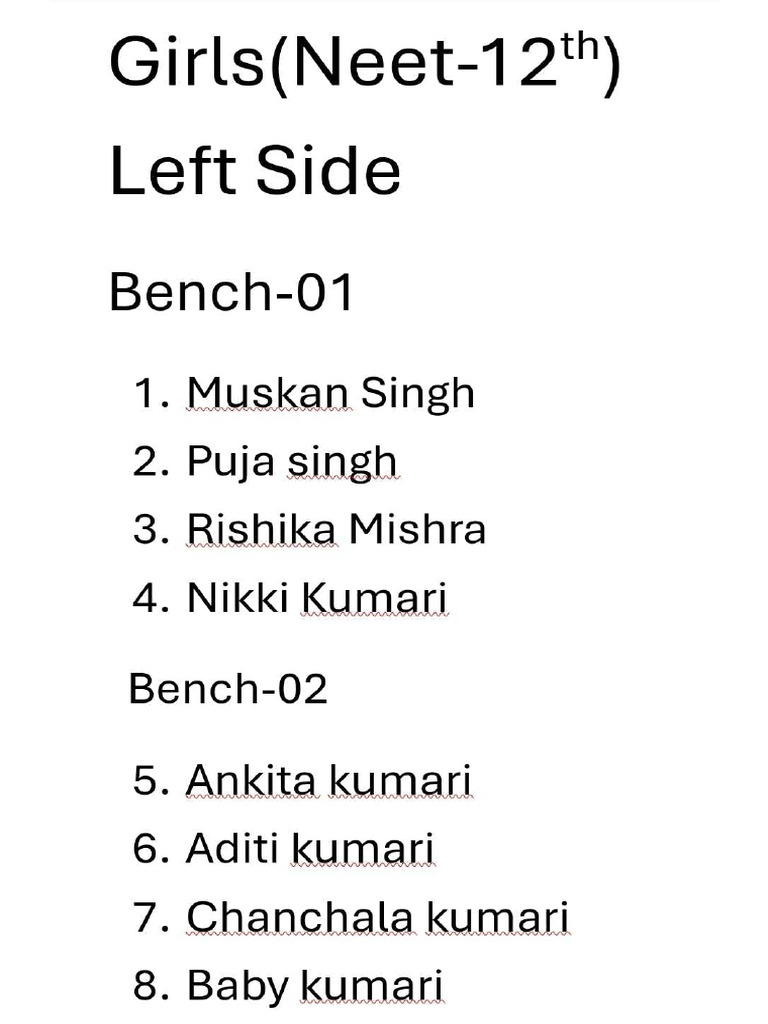 Girls Seating Arrangement For Classes | PDF