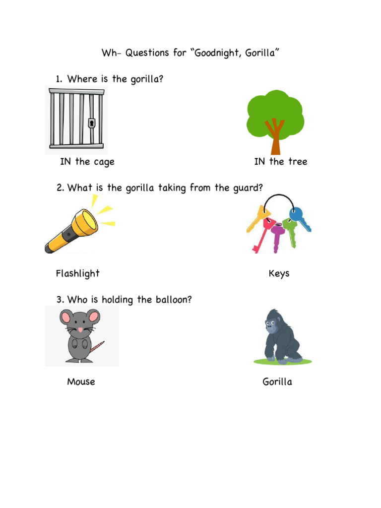 Good Night Gorilla WH Questions | PDF | Science & Mathematics
