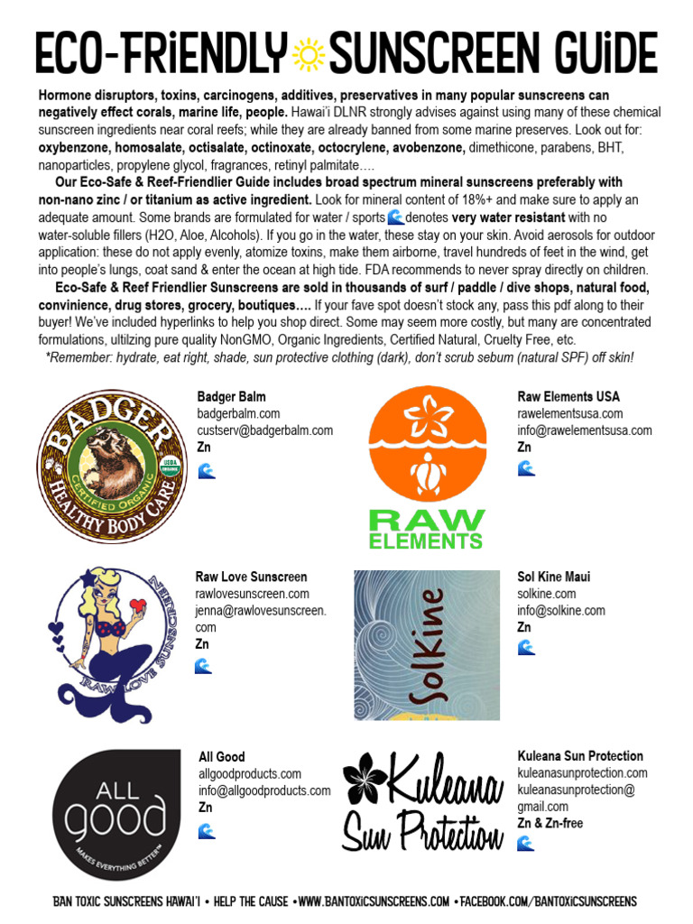 Eco Friendly Reef Safe Sunscreen Guide Ban Toxic Sunscreens Web2 | PDF ...