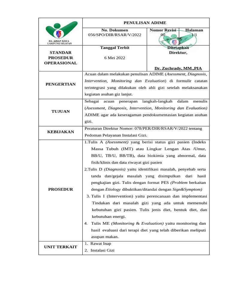 Spo Penulisan ADIME | PDF