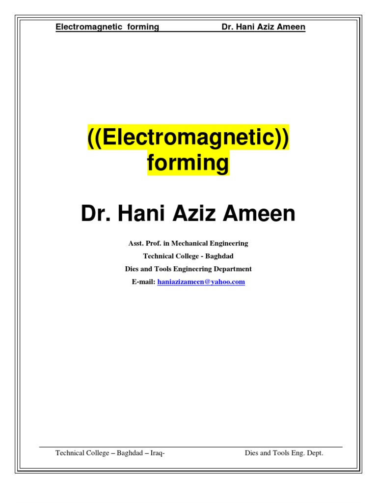 Electromagnetic Forming - Hani Aziz Ameen | PDF | Inductor | Sheet Metal