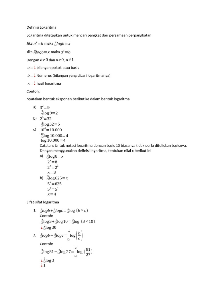 Definisi Logaritma | PDF
